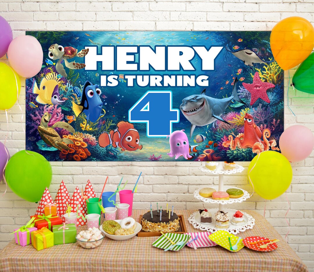 Finding Nemo Birthday Backdrop/finding Nemo Birthday Banner/finding ...