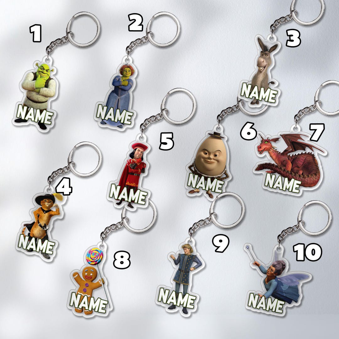 Shrek Characters Custom Keychain, Shrek Christmas Cutout Keychain, 2025 ...