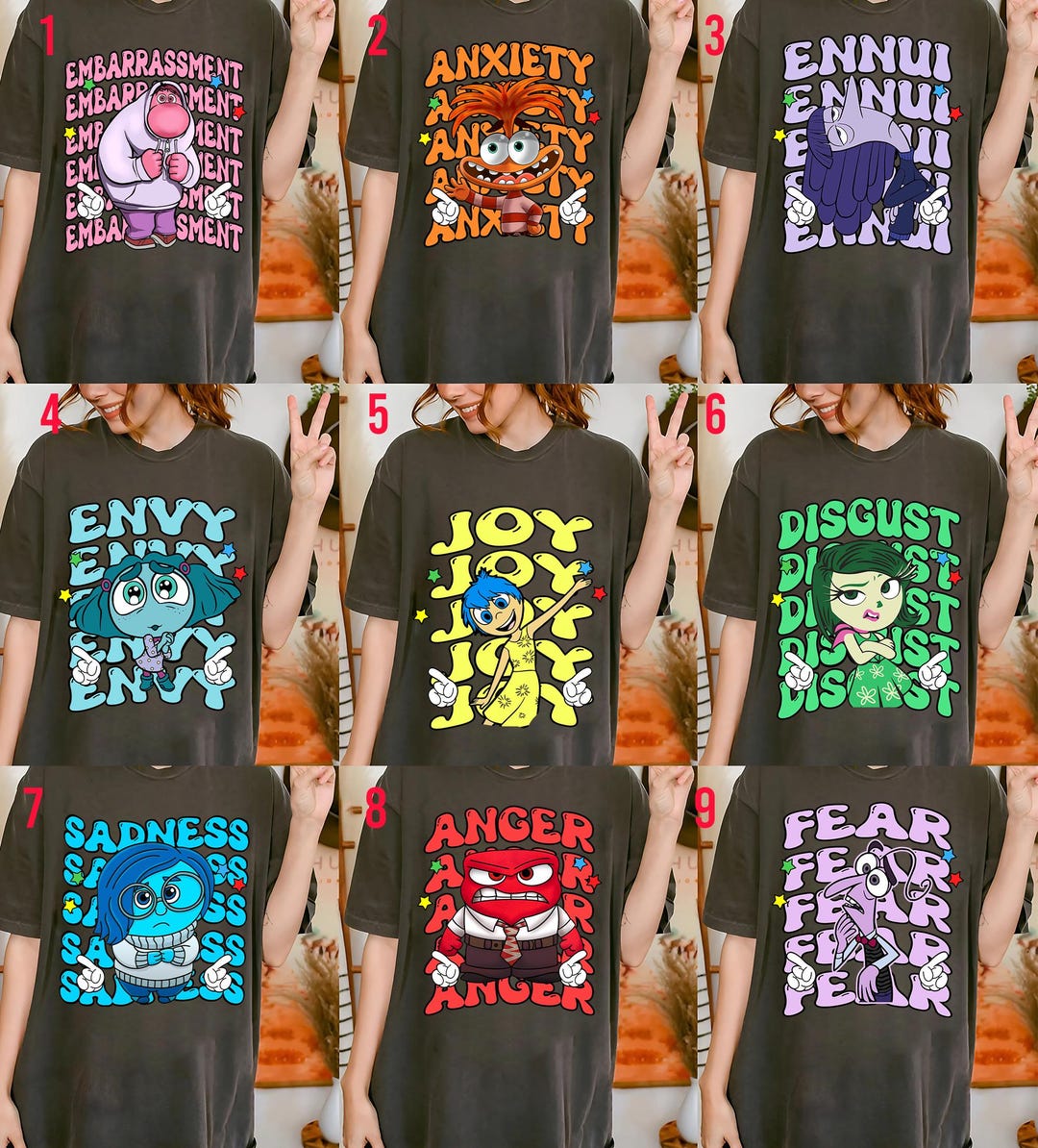 Inside Out 2 Characters Costume/inside Out Shirt/inside Out Birthday ...