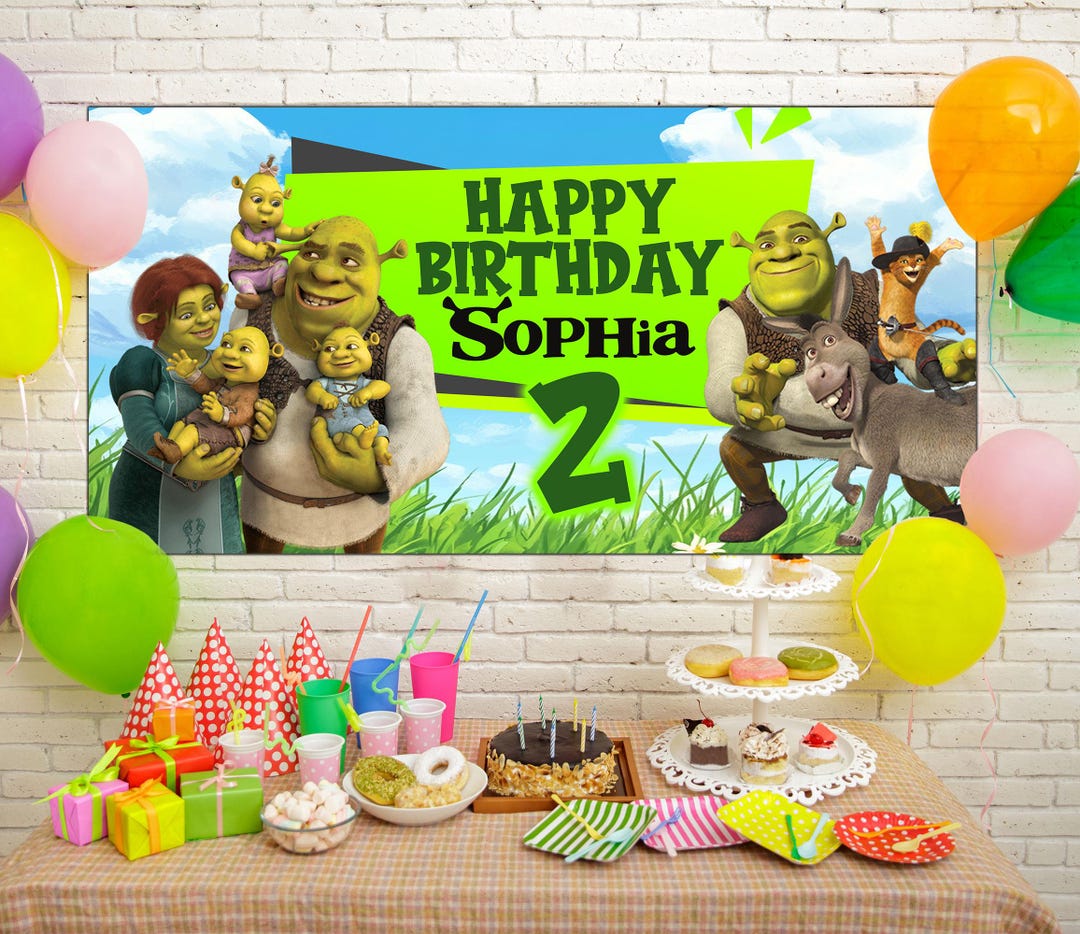 Shrek Birthday Party, Shrek Party Banner, Shrek Birthday Backdrop ...