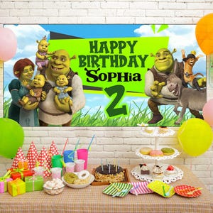 Shrek Birthday Party, Shrek Party Banner, Shrek Birthday Backdrop ...