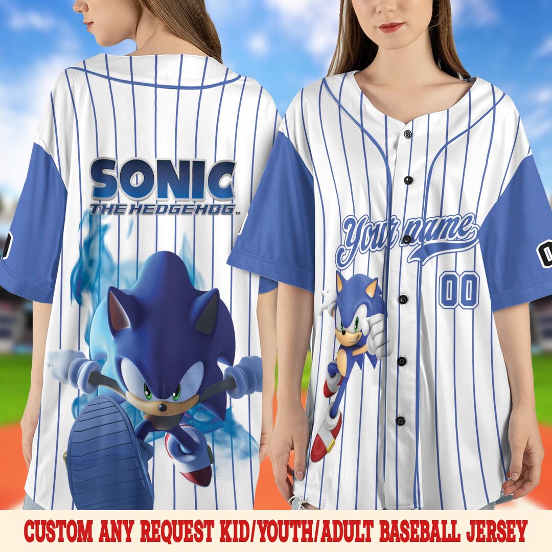 Custom Sonic the Hedgehog Baseball Jersey, Personalized Number & Name ...