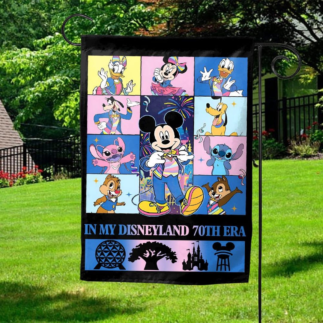 Disneyland 70th Anniversary Flag/mickey Friends Disneyland Castle ...
