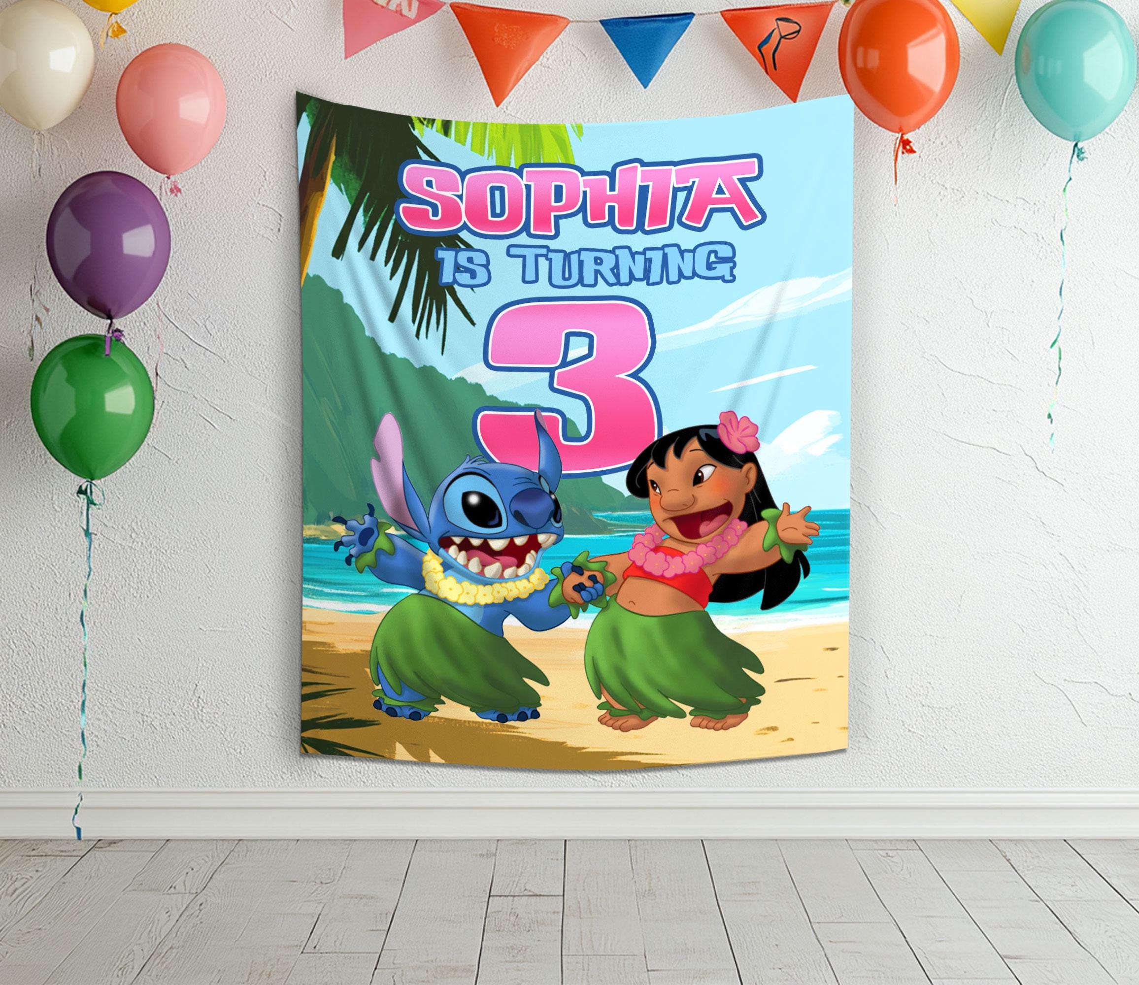 Lilo and Stitch Family Birthday Backdrop/liloandstitch Birthday Banner ...