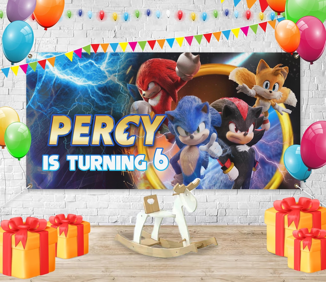 Sonic Birthday Party Backdrop/sonic Hedgehog 3 Birthday Banner/custom ...