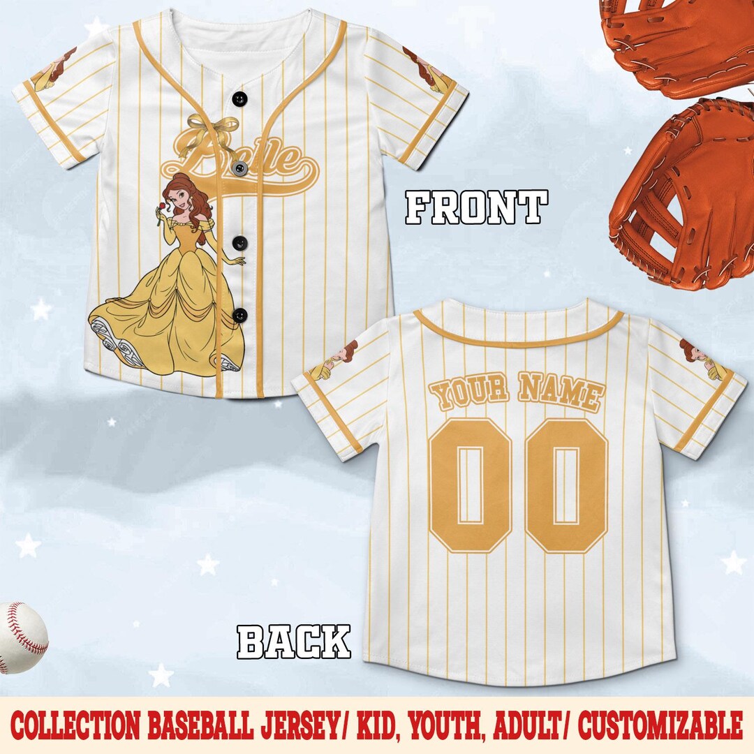 Personalized Disney Princess Baseball Jersey, Custom Name Baseball ...