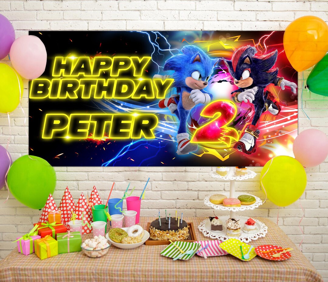 Sonic Birthday Banner, Sonic Birthday, Custom Sonic Backdrop, Kids ...