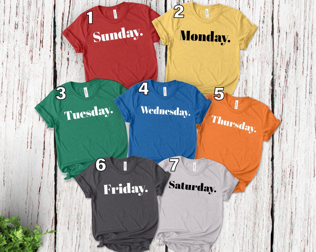 7 Days of the Week Shirts for Adult Teachers, Montessori Learning ...