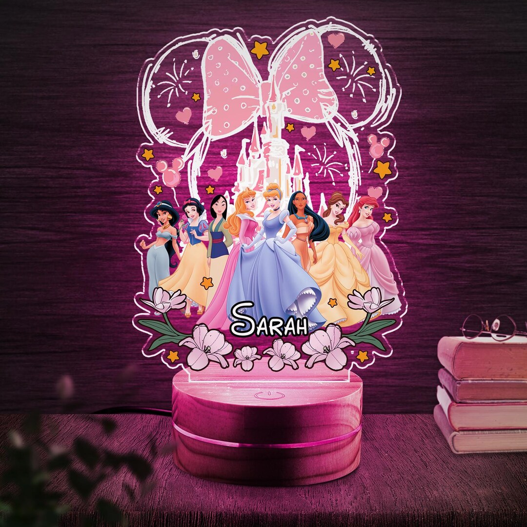 Personalized Disney Princess Castle Night Light, Custom Name Baby Room ...