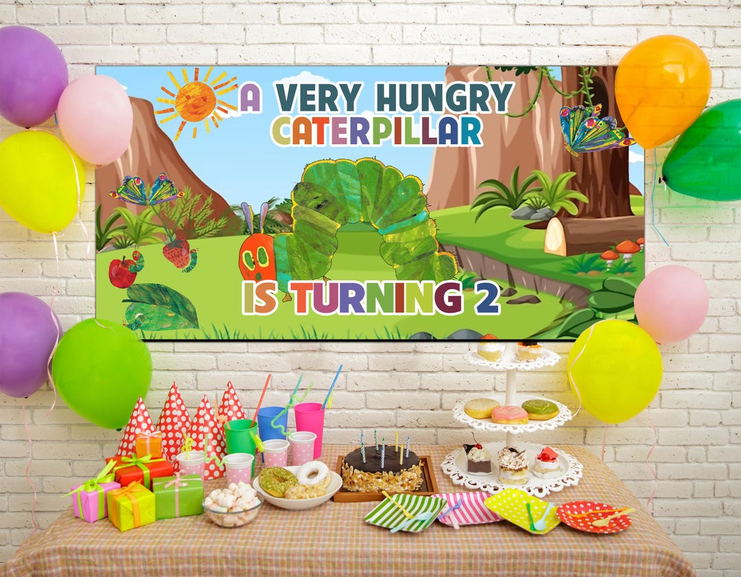 Hungry Caterpillar Birthday Banner,hungry Caterpillar Birthday Backdrop ...
