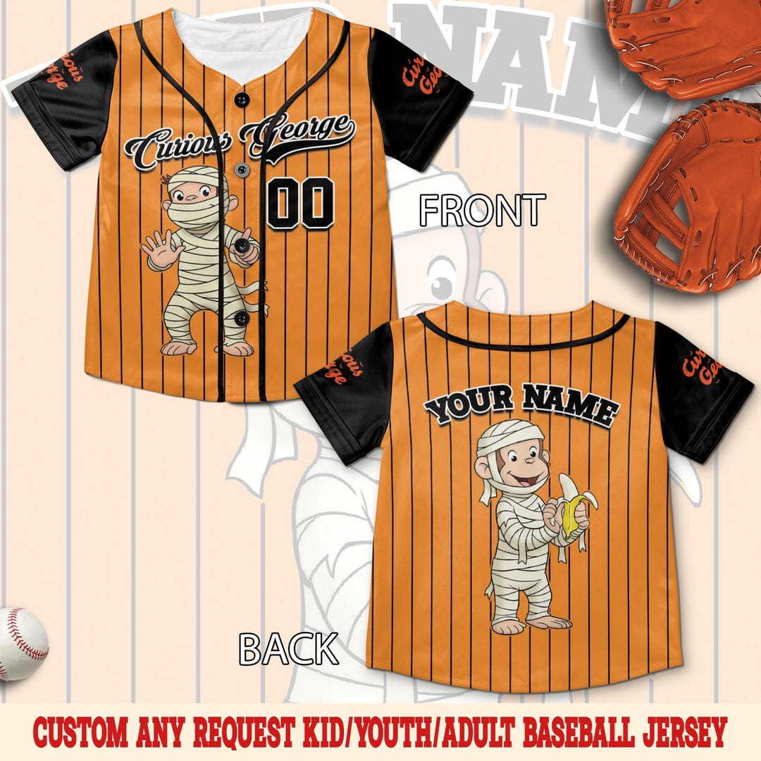 Curious George Halloween Baseball Jersey/curious George Baseball Shirt ...