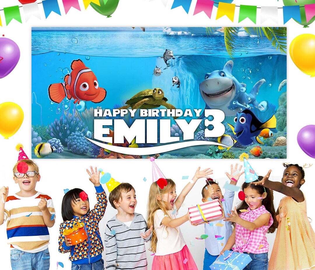 Finding Nemo Birthday Backdrop/finding Nemo Birthday Banner/finding ...