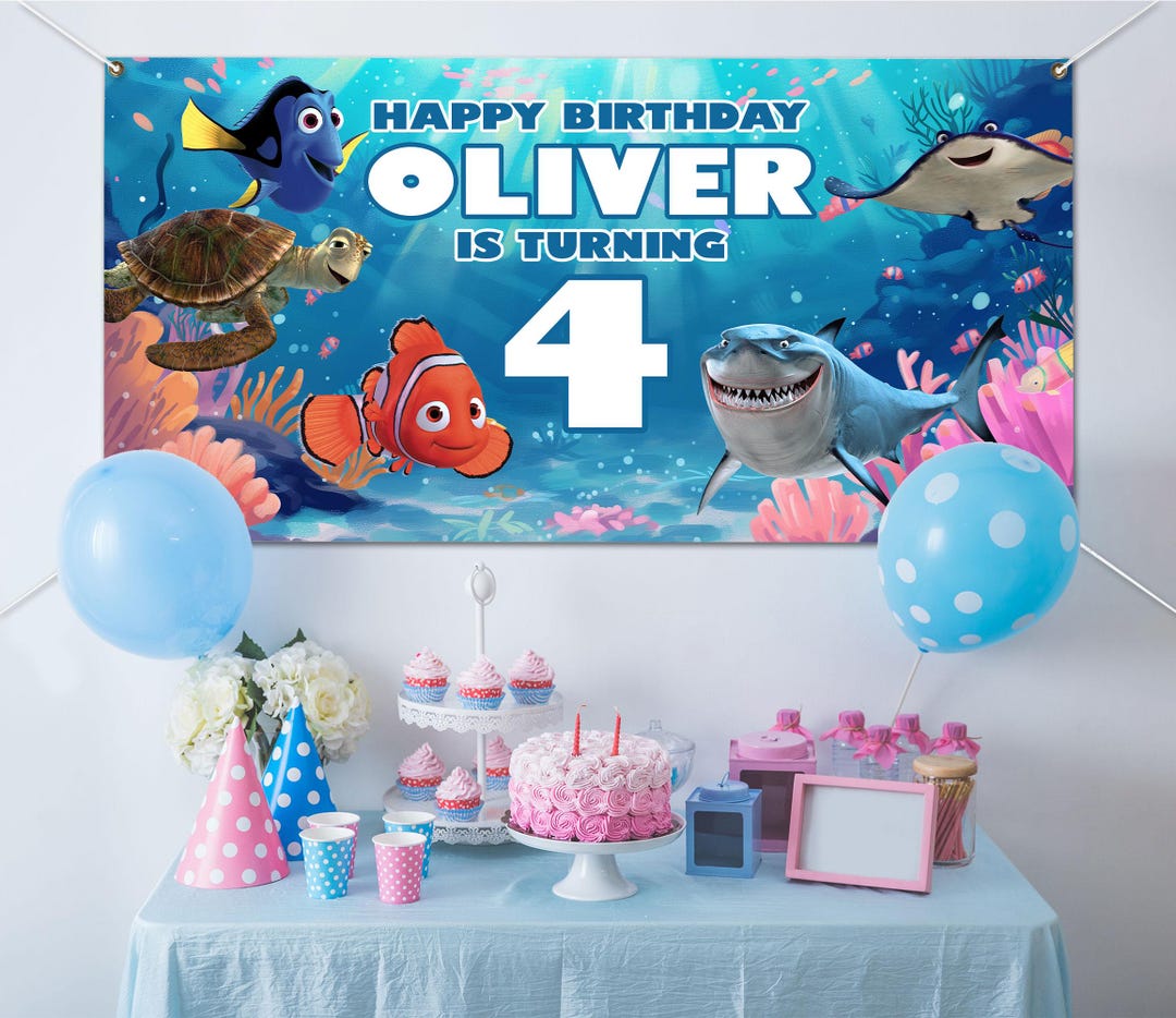 Finding Nemo Birthday Backdrop/finding Nemo Birthday Banner/finding ...