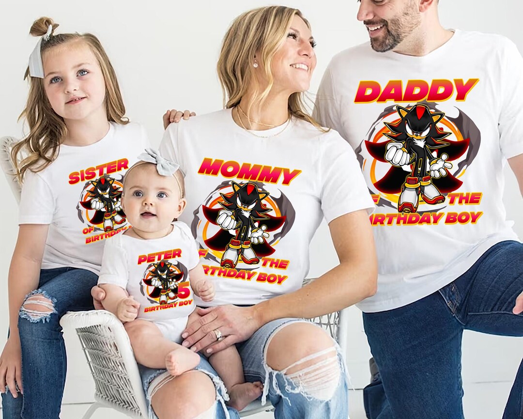 Shadow the Hedgehog Birthday Family Shirt, Custom Sonic Shadow Shirt ...