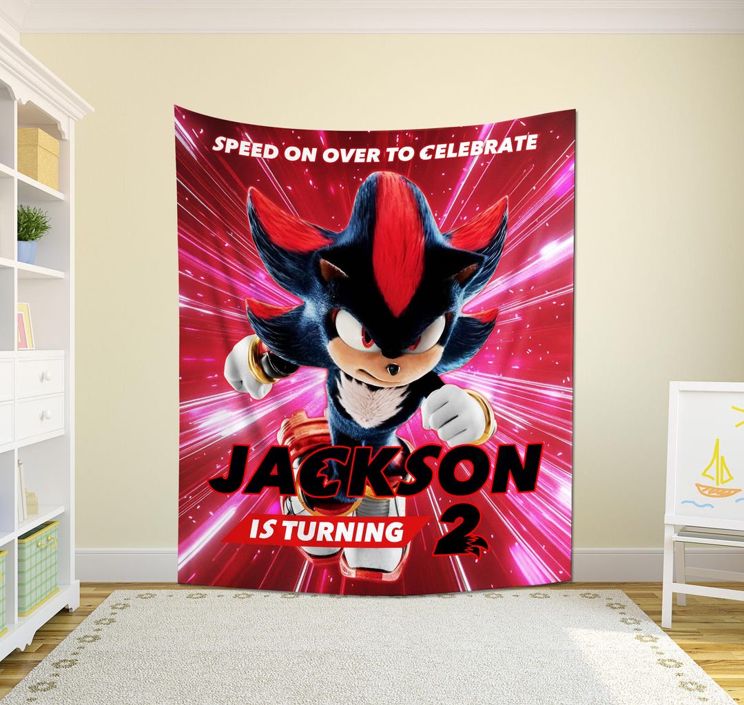 Sonic Birthday Party Backdrop/shadow Hedgehog Birthday Banner/custom ...