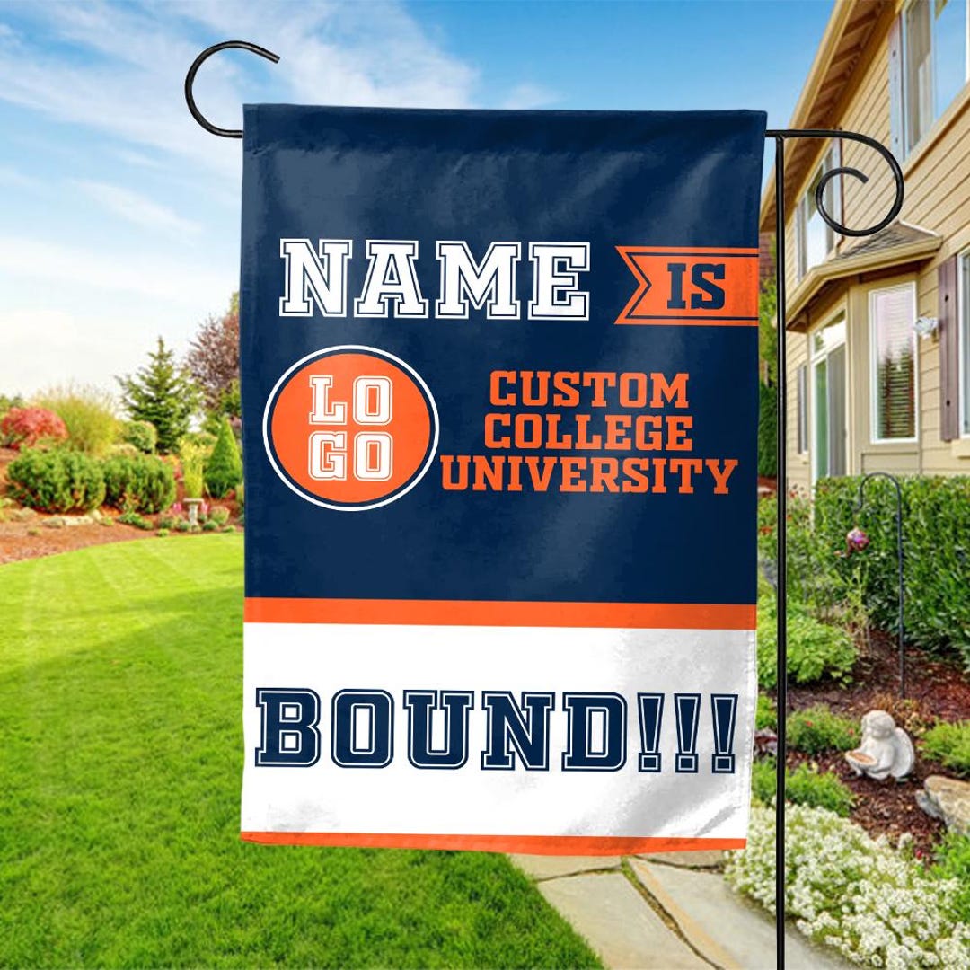 Personalized College Bound Garden Flag, College Logo Flag, Custom ...