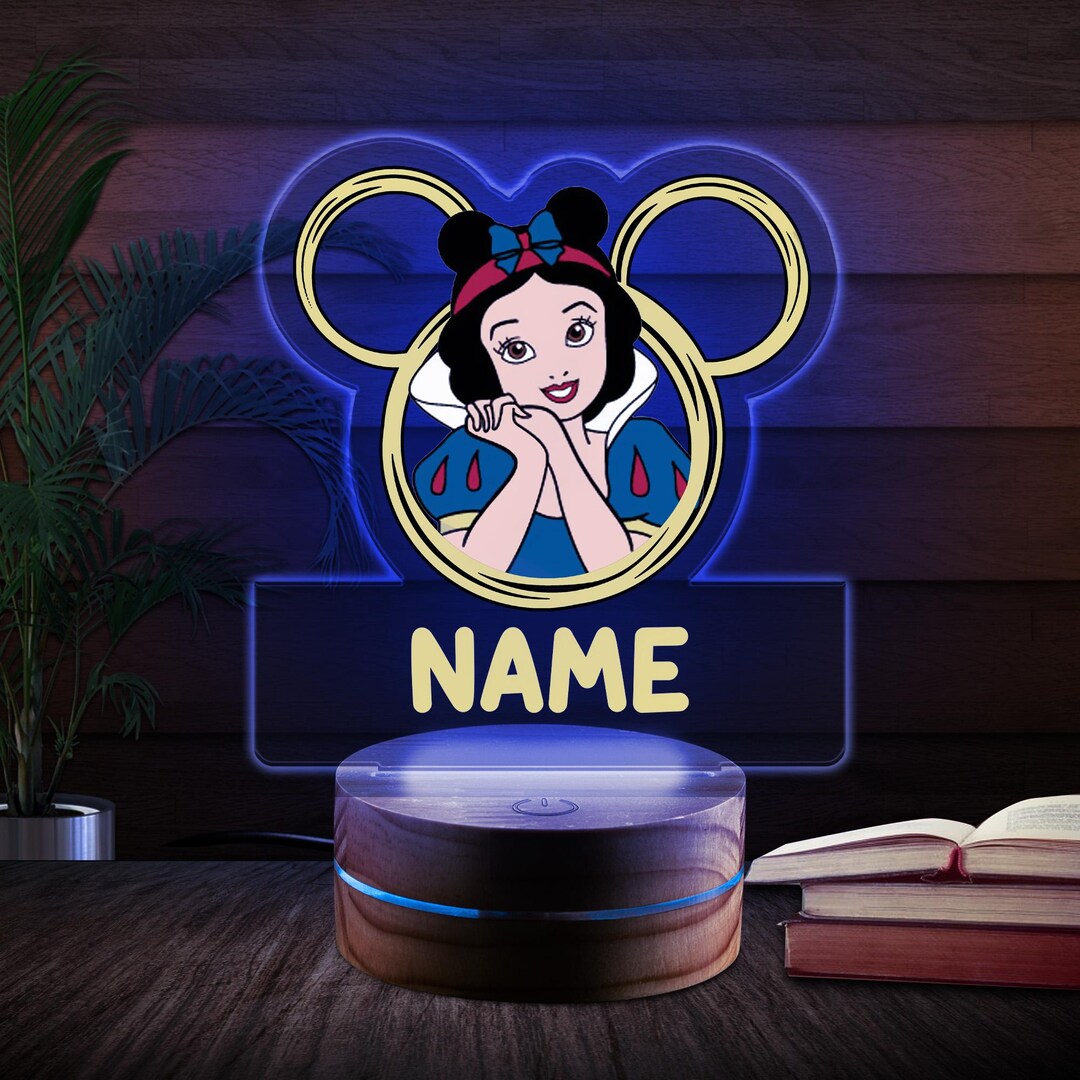 Personalized Disney Princess Night Light, Custom Name Baby Girl Room ...