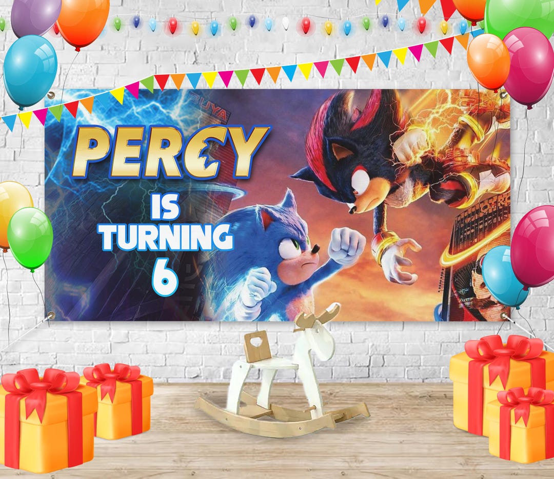 Sonic Birthday Party Backdrop/sonic Hedgehog 3 Birthday Banner/custom ...