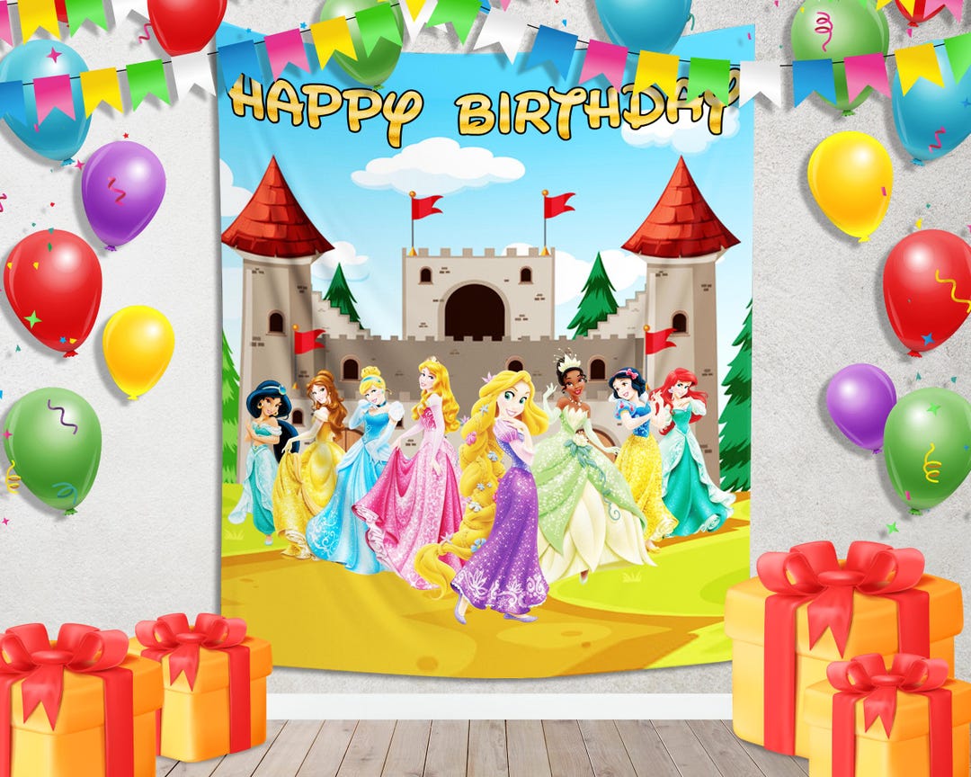 Princess Party Backdrop,kids Party Backdrop,girl Birthday Banner,disney ...