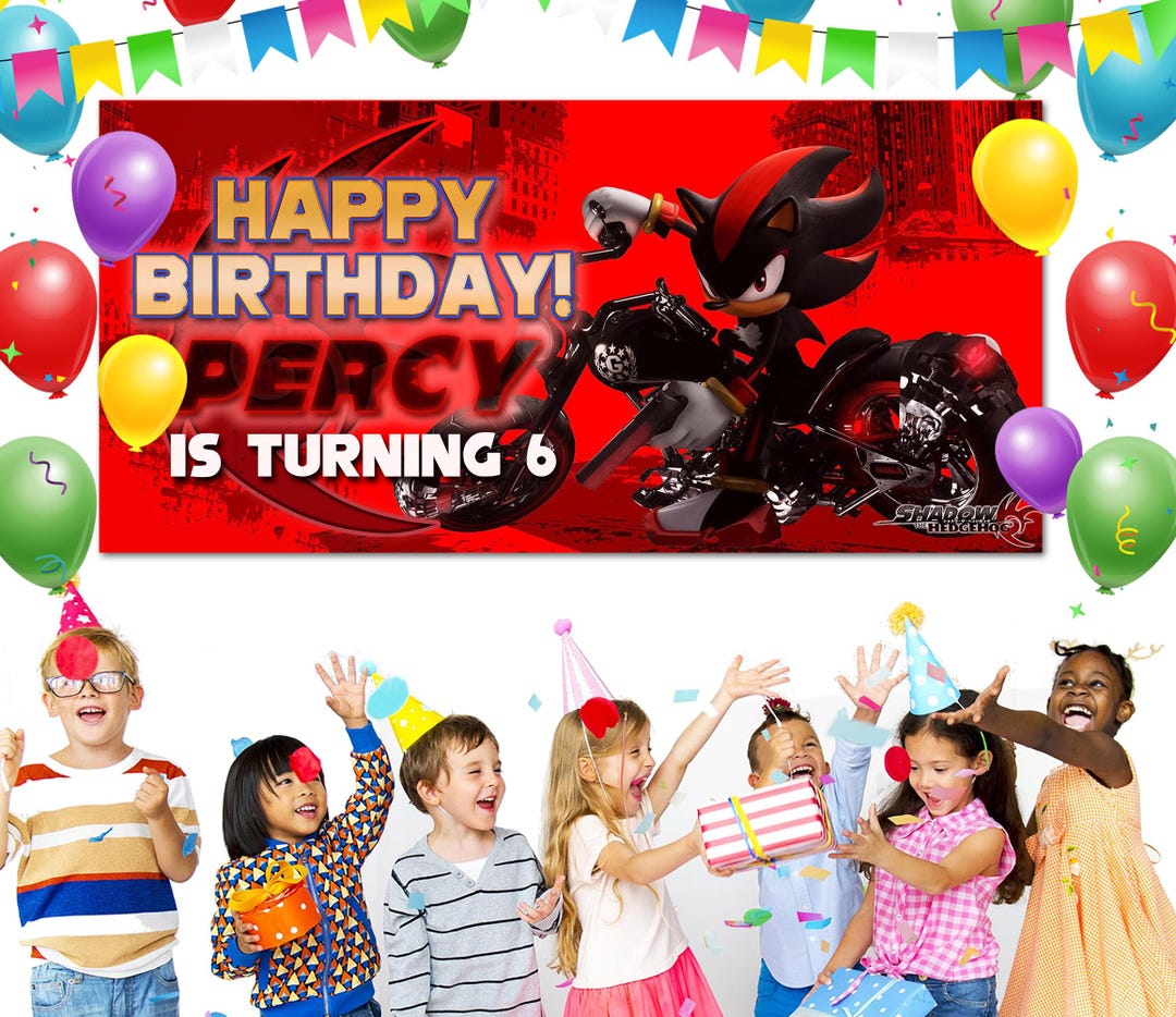 Sonic Birthday Party Backdrop/shadow Hedgehog Birthday Banner/custom ...