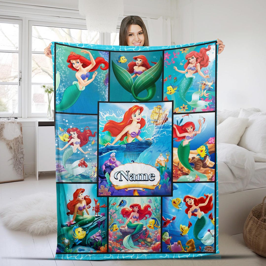 Personalized the Little Mermaid Blanket Ariel Princess Fleece Blanket ...