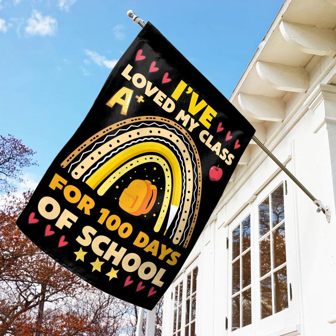 Rainbow 100 Days of School Garden Flag,outdoor School, 100th Day of ...