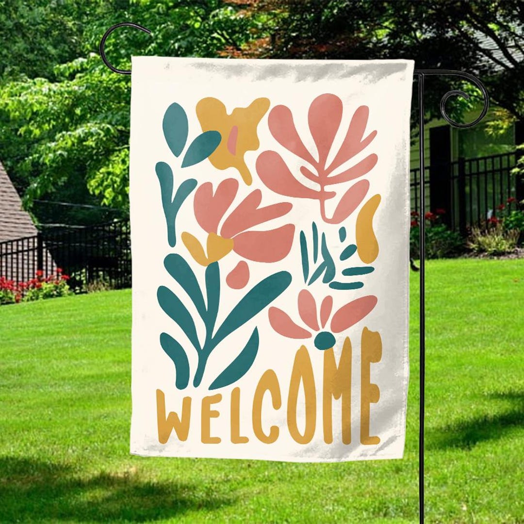 Flower Market Garden Flag, Welcome Botanical Matisse Yard Decor, Boho ...