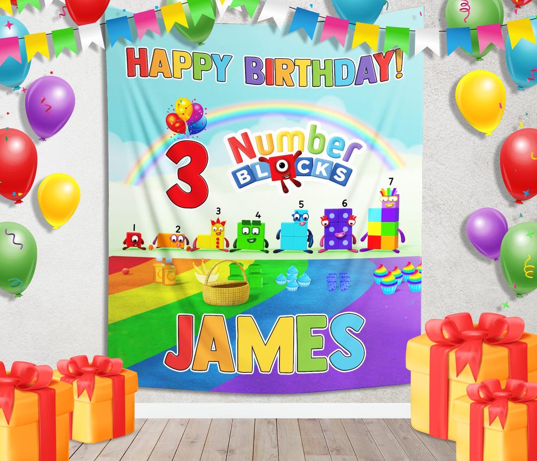 Numberblocks Birthday Backdrop/numberblocks Birthday Banner ...