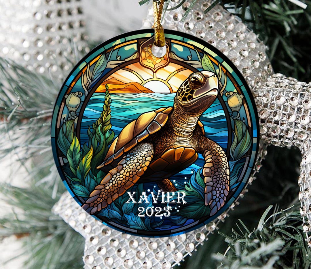 Turtle Christmas Ornament, Personalized Turtle Ornament, Turtle Gift ...