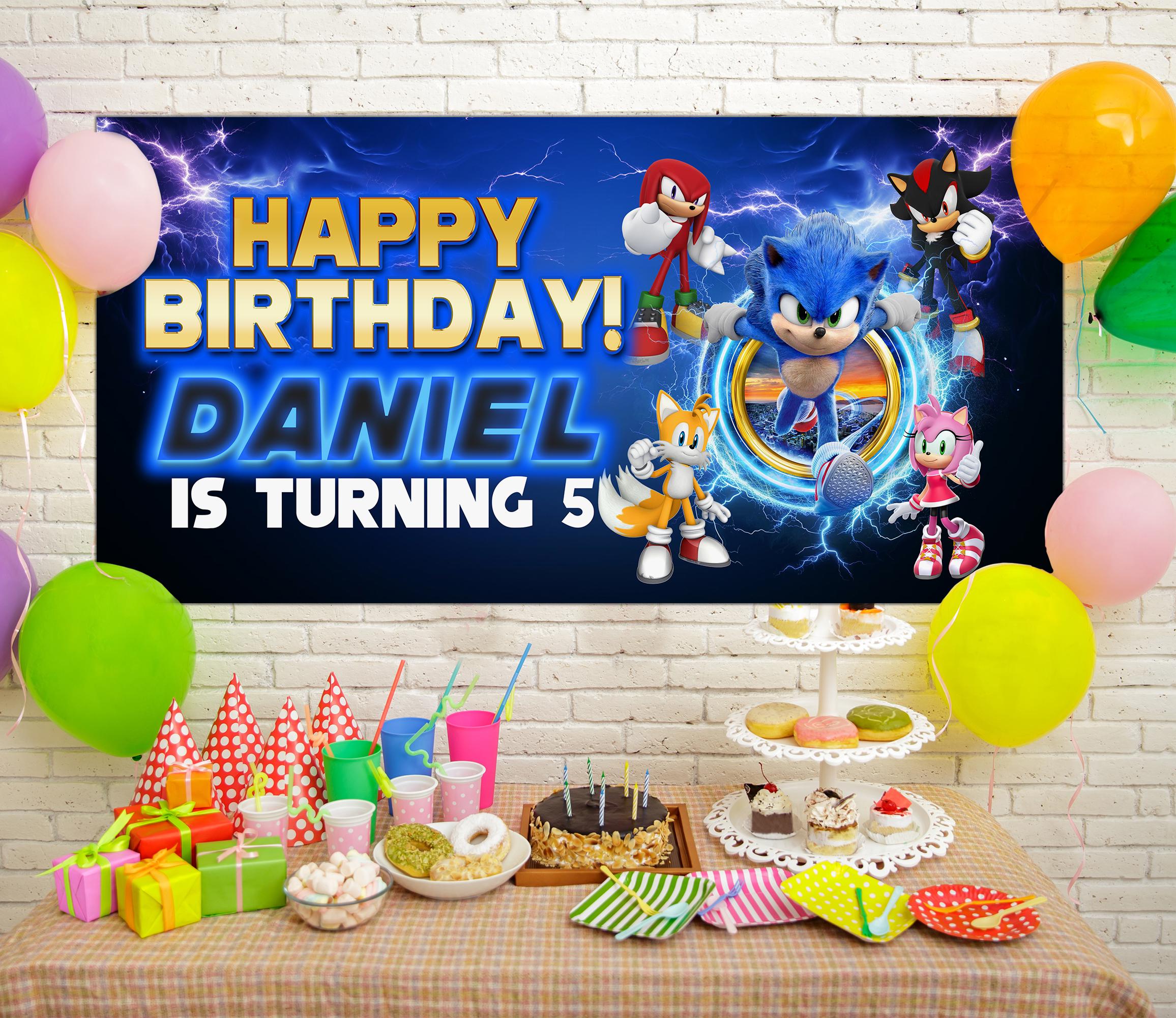 Sonic Birthday Party Backdrop/sonic Hedgehog Birthday Banner/custom ...
