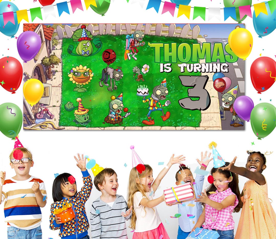 Plants Vs Zombies Banner, Personalized Birthday Party Backdrop ...