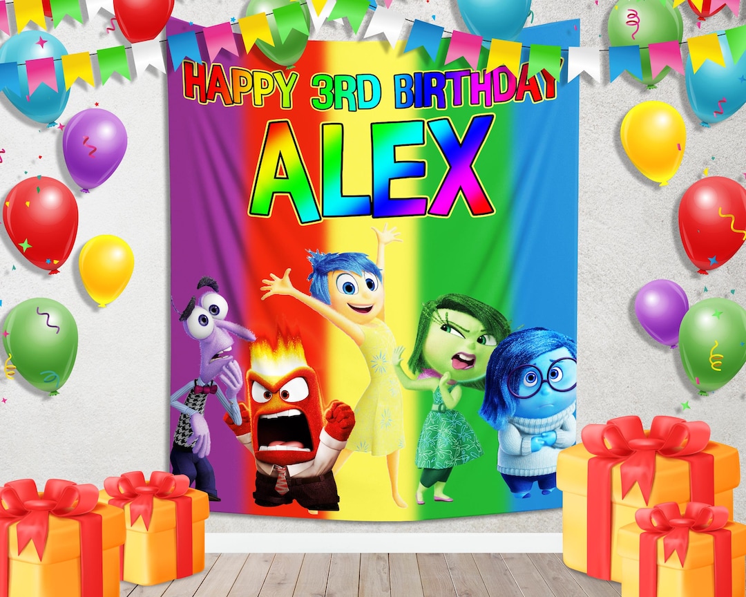 Inside Out Birthday Backdrop, Inside Out Birthday Banner, Inside Out ...
