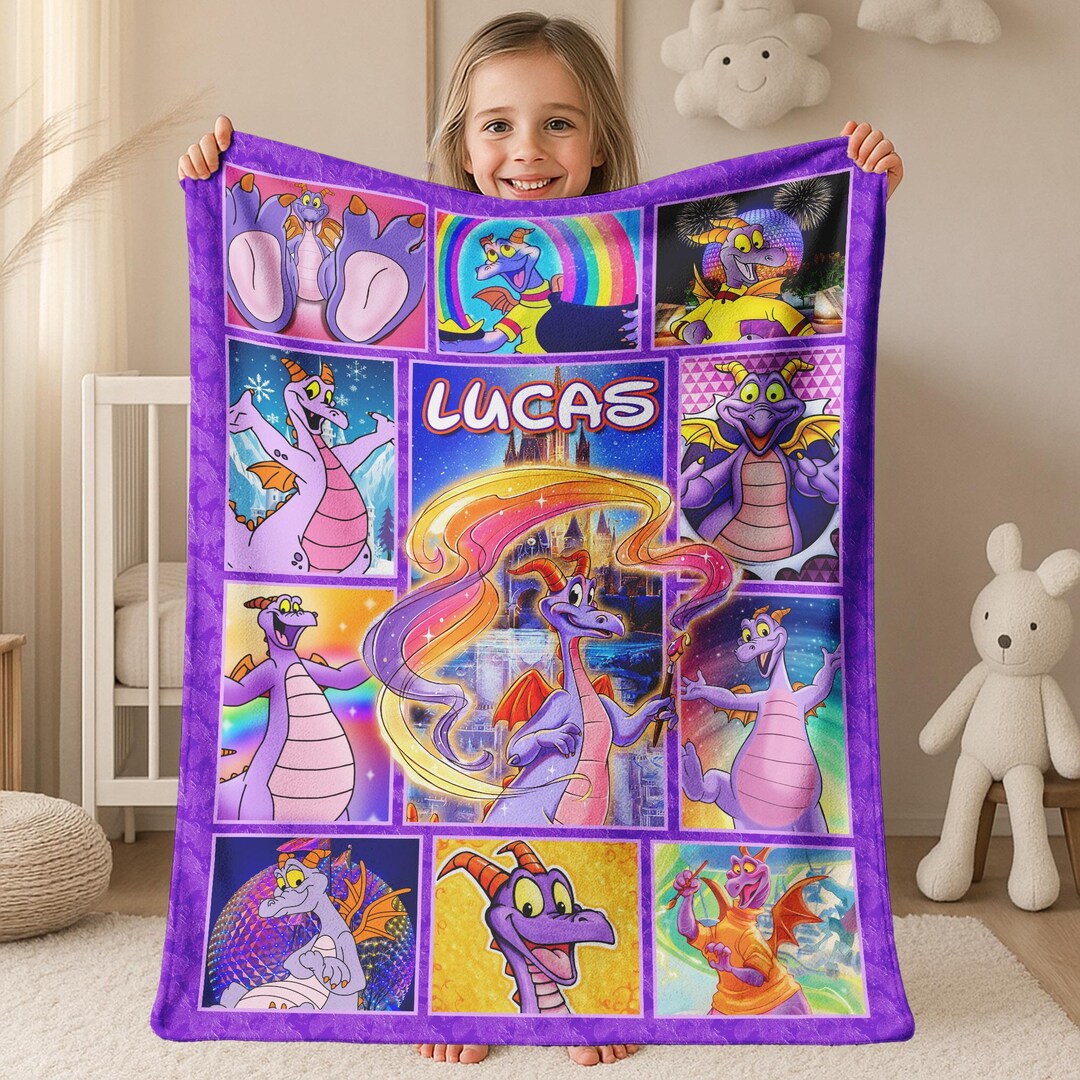 Figment One Little Spark Epcot Park Blanket/purple Dragon Blanket ...