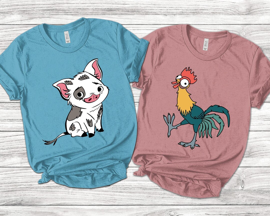 Moana Pua Pig and Heihei Rooster Shirt/moana Couple Shirt/hei Hei Shirt ...