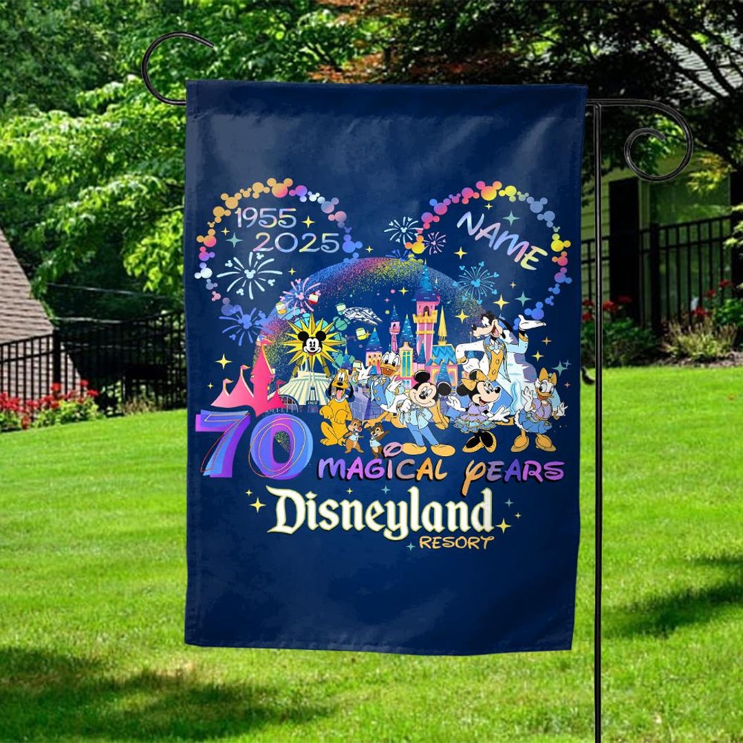 Disneyland 70th Anniversary Flag/mickey Friends Disneyland Castle ...