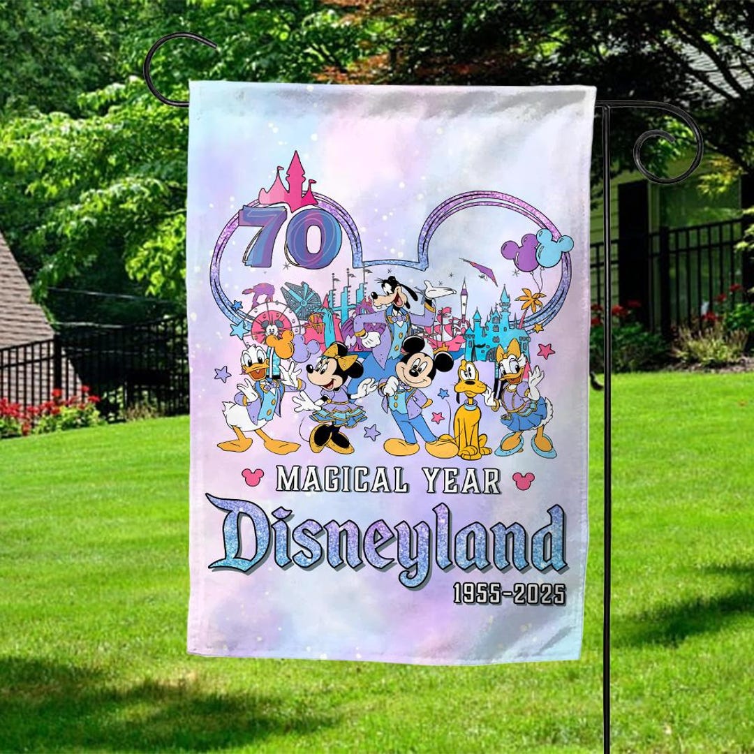 Disneyland 70th Anniversary Flag/mickey Friends Disneyland Castle ...