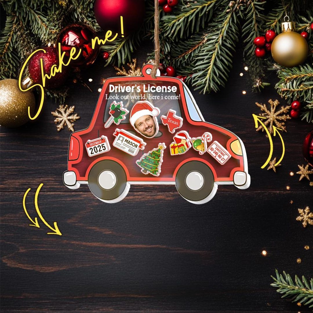 Personalized New Driver Christmas Shaker Ornament,custom Photo & Name ...