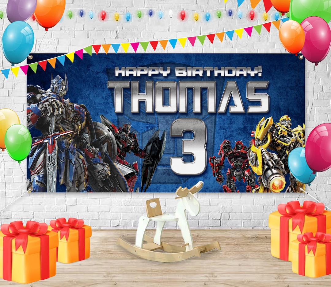 Transformers Birthday Party Banner, Transformers Birthday Backdrop ...