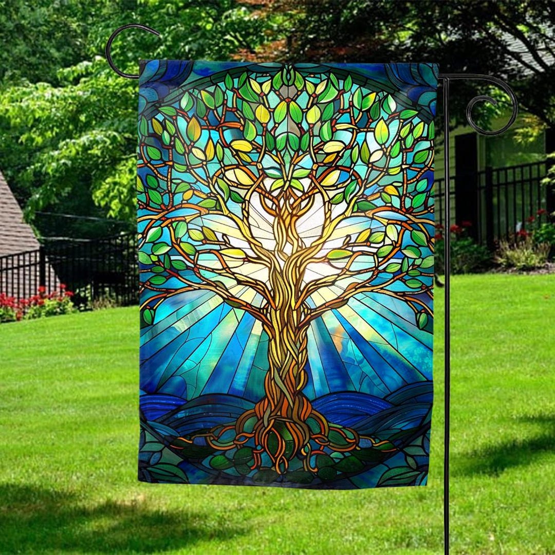 Stained Glass Tree of Life Garden Flag, Tree of Life Flag, Tree of Life ...