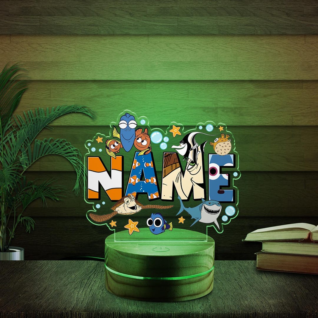 Custom Name Disney Finding Nemo Night Light, Pixar Finding Dory Room ...