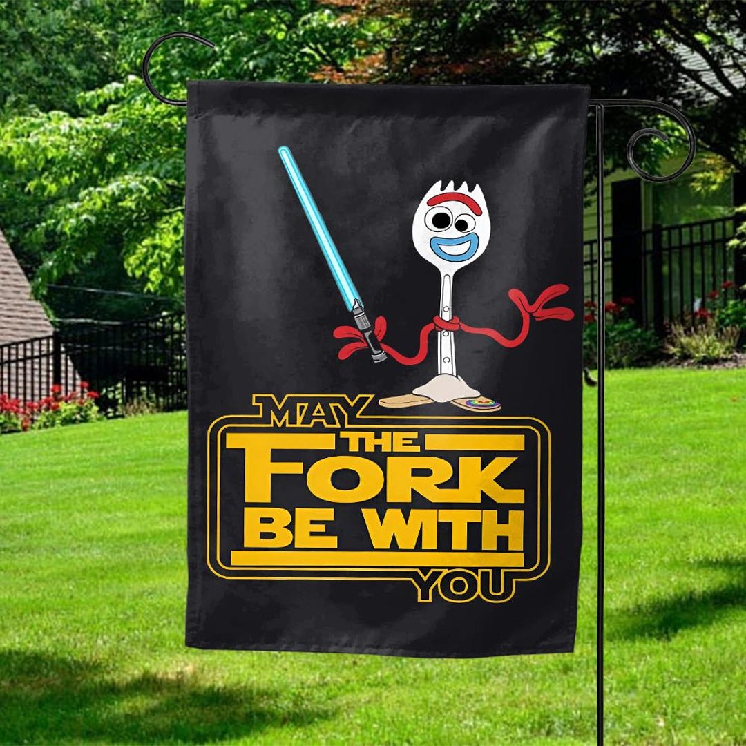 Funny Toy Story Forky May the Fork Be With You Star Wars Garden Flag ...