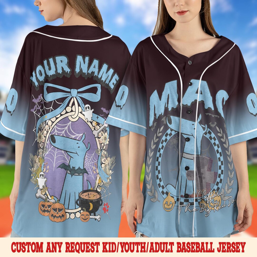 Clifford the Big Red Dog Checkered Halloween Baseball Jersey, Clifford ...