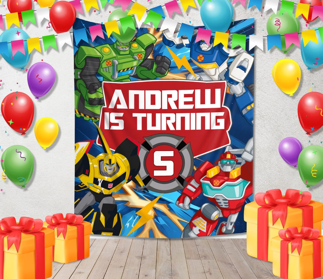 Custom Rescue Bots Banner, Transformers Birthday Party Backdrop, Custom ...