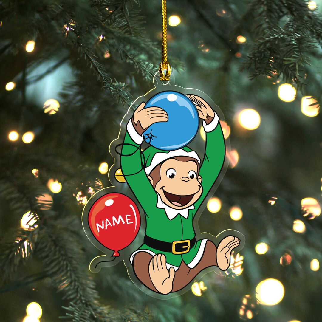 Personalized Curious George Ornament, Custom Name and Year, Customized ...