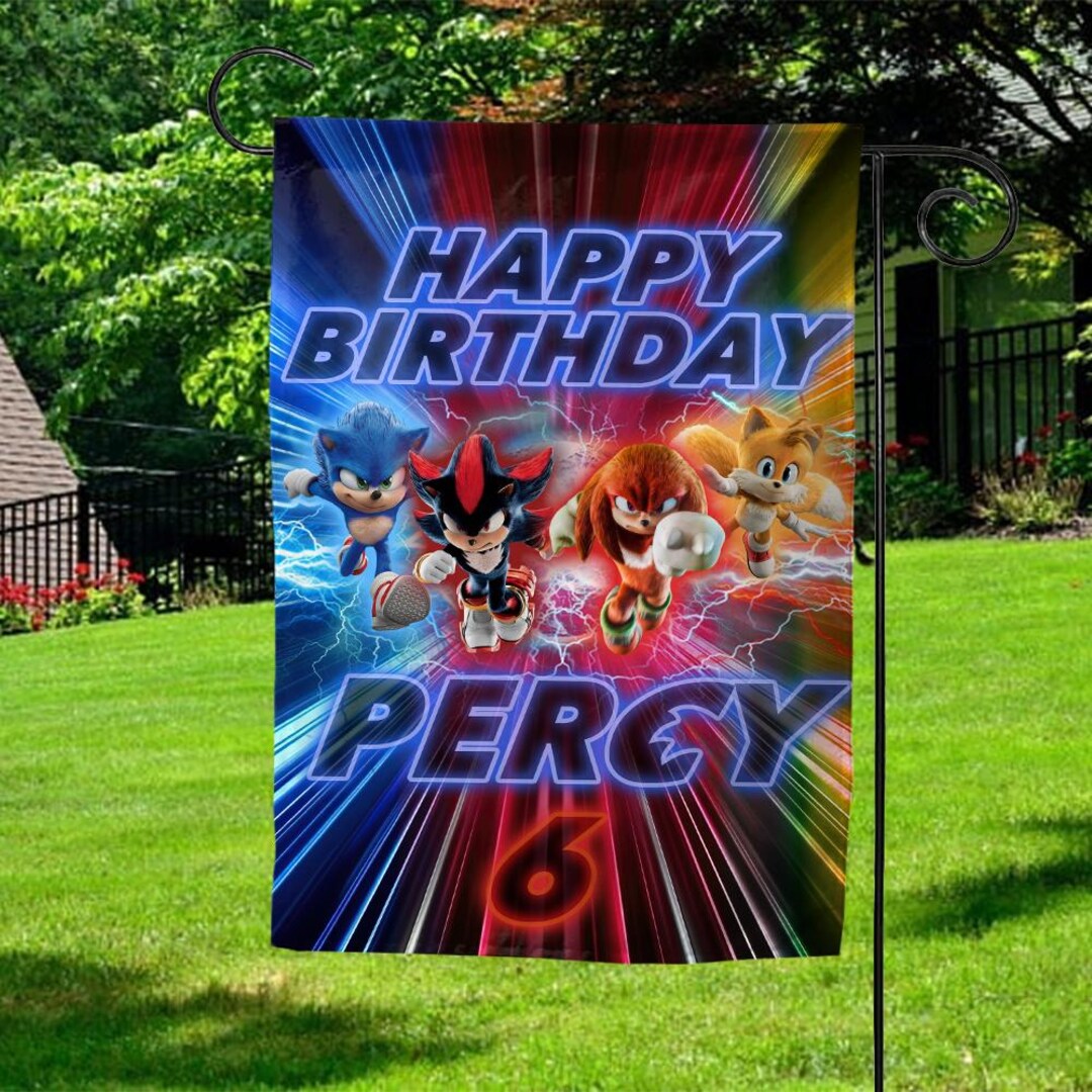 Sonic 3 Birthday Party Garden Flag, Shadow the Hedgehog Birthday ...
