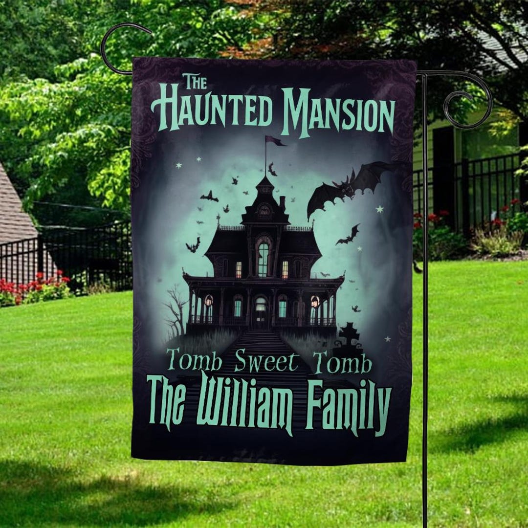 Beware of Hitchhiking Ghosts Flag Garden Flag, the Haunted Mansion Flag ...