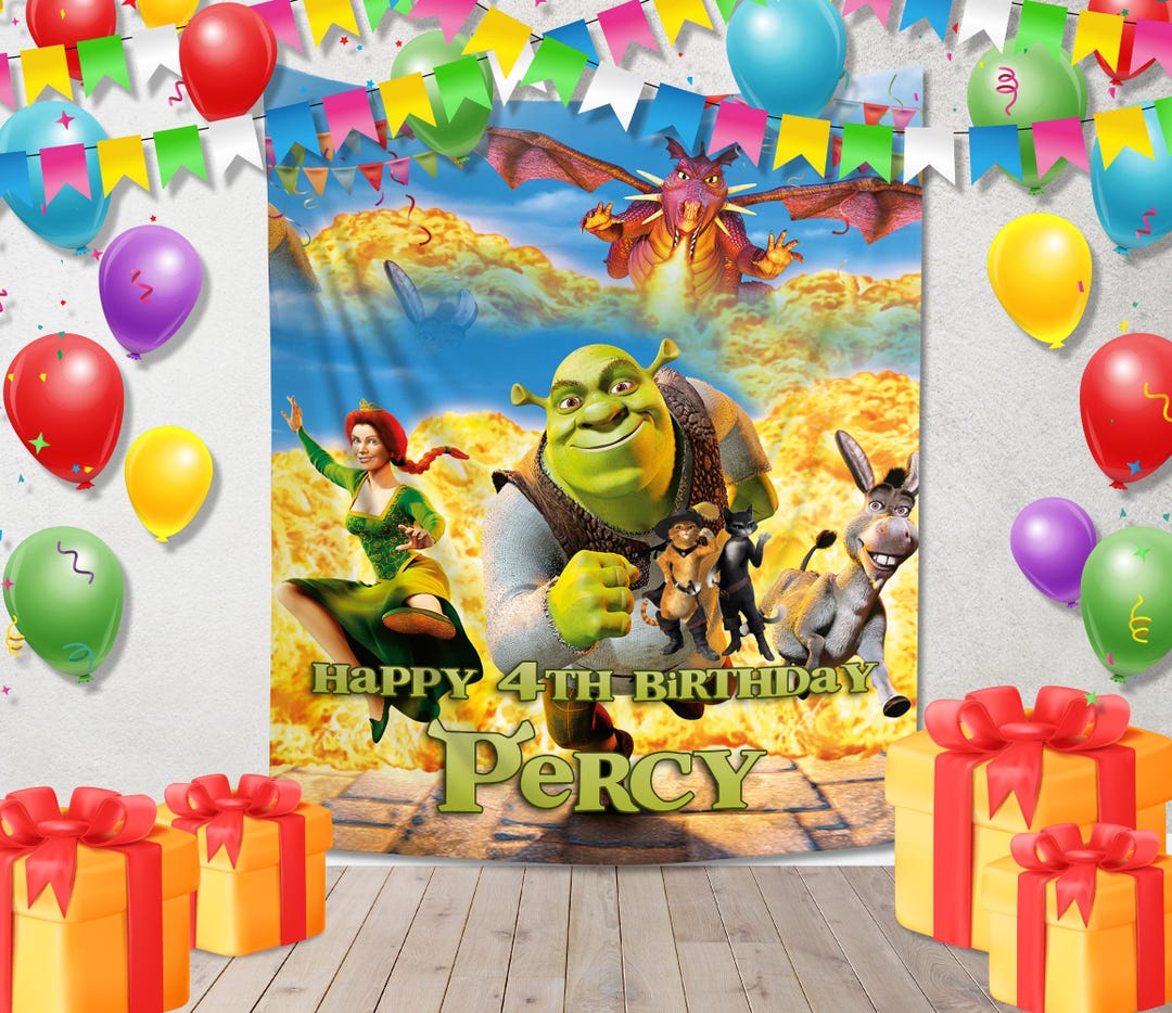 Shrek Birthday Party, Shrek Party Banner, Shrek Birthday Backdrop ...