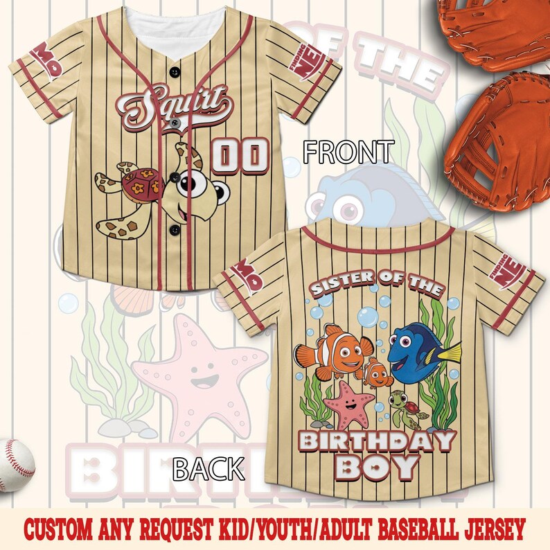 Disney Finding Nemo Birthday Baseball Jersey, Disney Finding Nemo ...
