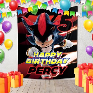 Sonic Birthday Party Backdrop/shadow Hedgehog Birthday Banner/custom ...