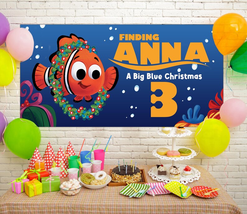 Custom Backdrop Finding Nemo Christmas Banner, Personalize Nemo Dory ...